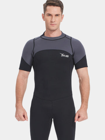 Yonsub Men's Neoprene Short Sleeve Summer Wetsuit, Black & Grey ...
